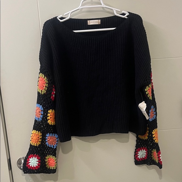 Altar'd State | Sweaters | Alterd State Nwt Black Multicolor Crochet ...